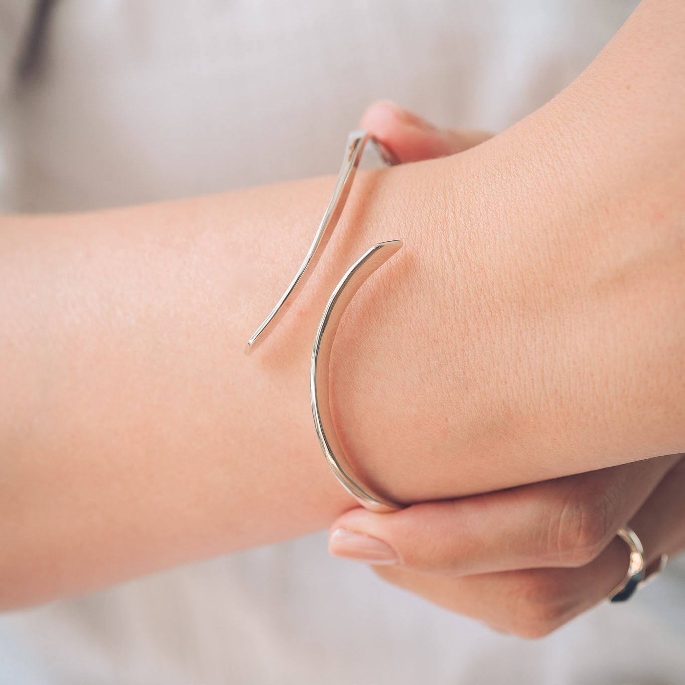 Silver Open Bangle | Ava Silver Bangle For Women