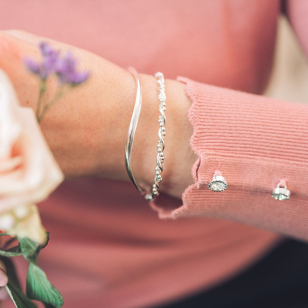 Molly Silver Bangle | Triple Twist Solid Silver Bangle