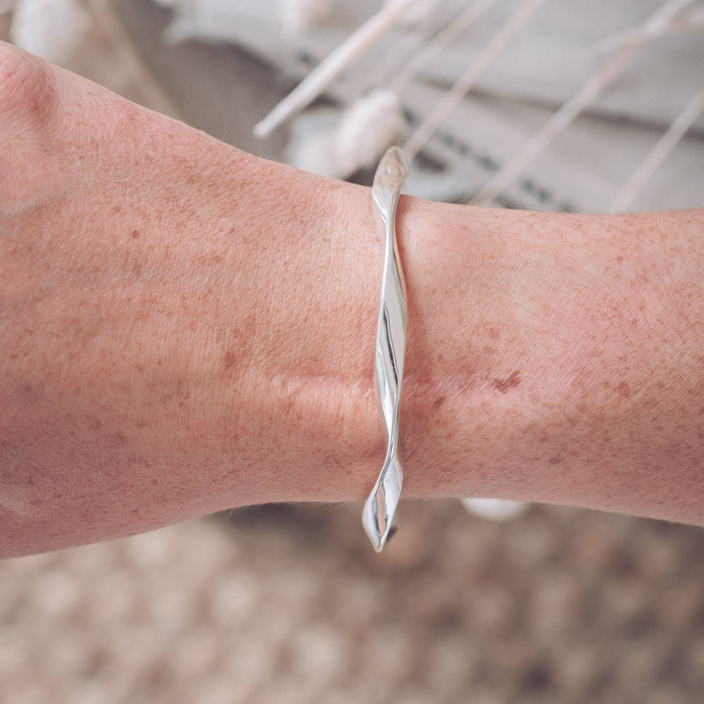 Twisted Silver Bangle | Michaela Stacking Bangle